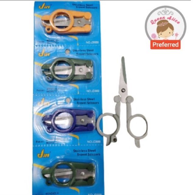 FOLDING TRAVEL SCISSOR PLASTIC COATED HANDLE | Lazada PH