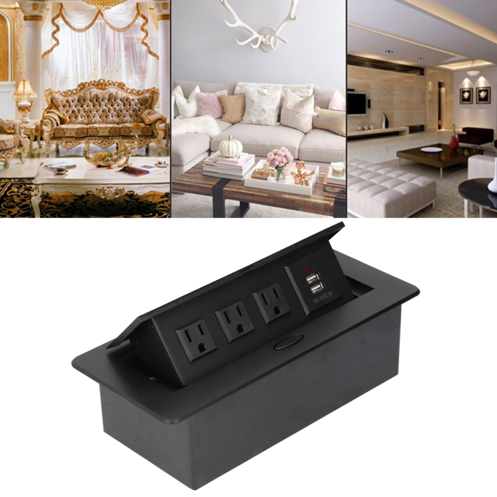 Desktop Socket Embedded Power Outlet with Dual USB Port for Charging US ...