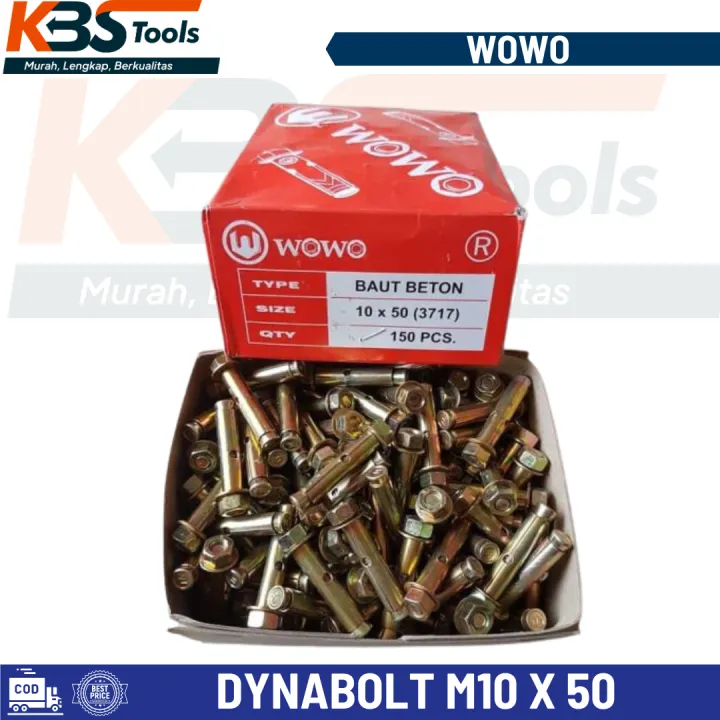 1 BOX WOWO Dynabolt Beton Tembok Tanam Fisher Besi Dinabolt M10 x 50 mm ...