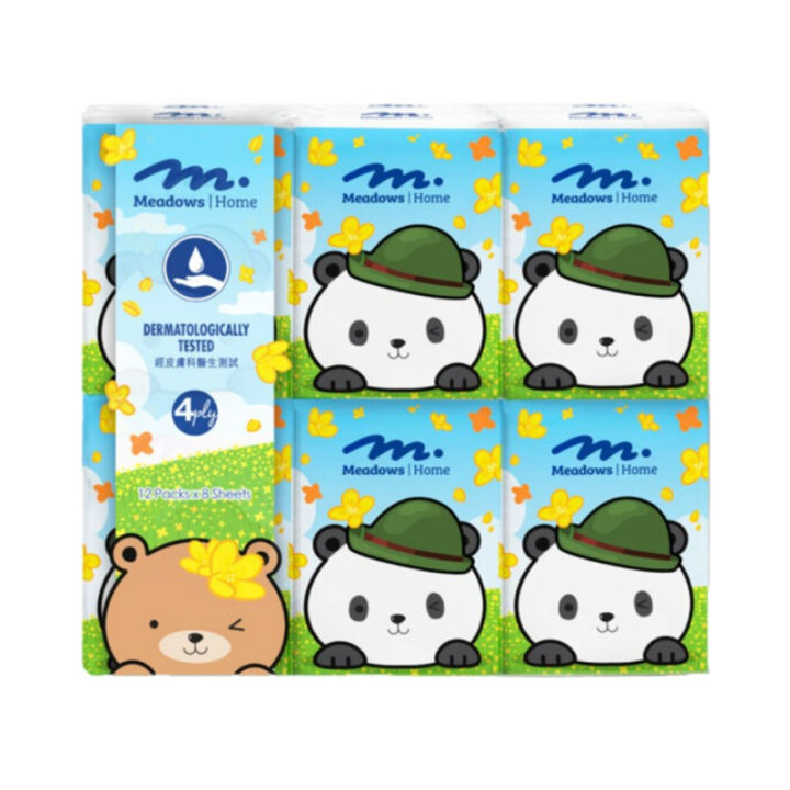 Meadows Home Pocket Facial Tissue Chara 4-Ply 8 Sheets x 12s | Lazada PH