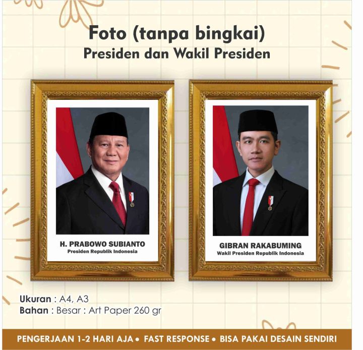 Foto presiden dan Wakil presiden Indonesa 2024 - 2029 Prabowo - Gibran ...