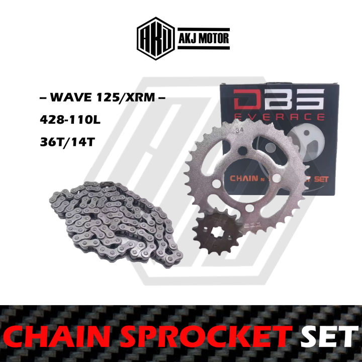 XRM/WAVE 125 DBS CHAIN AND SPROCKET ONE SET FOR XRM/WAVE125 MOTORCYCLE ...