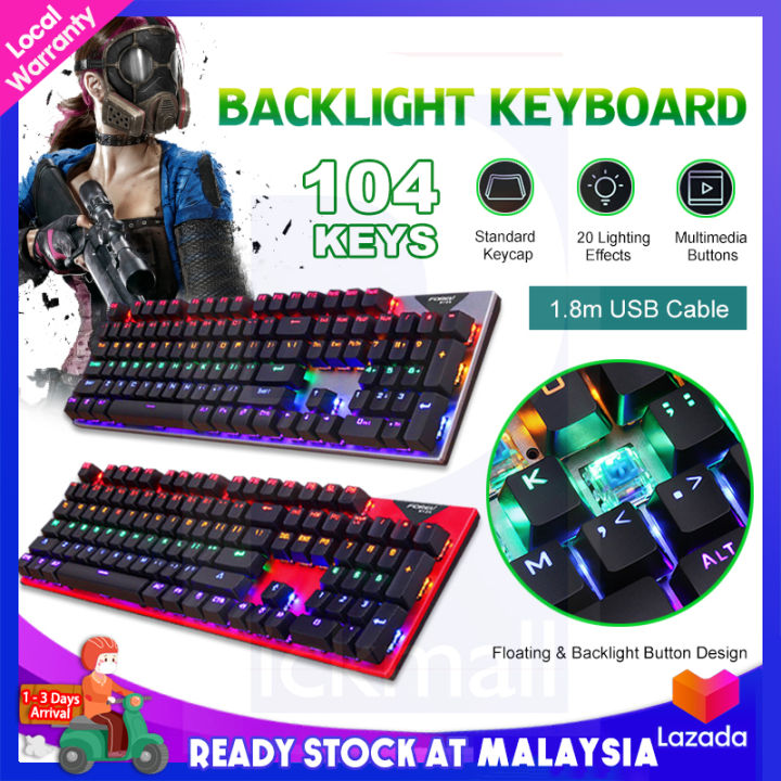 Professional Keyboard RGB LED Backlit Keyboard Mechanical Feeling 104 ...