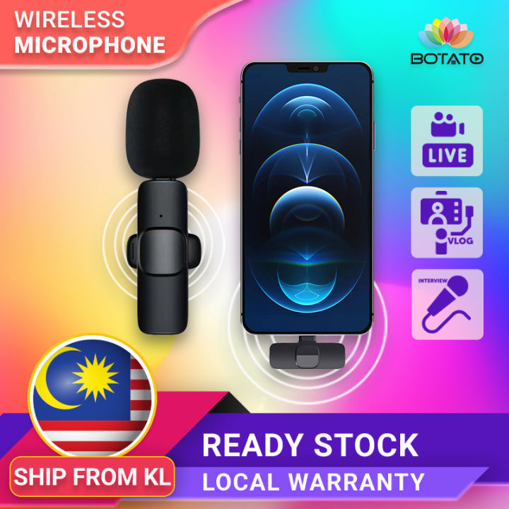 [Ready Stock In KL] Wireless Microphone IOS Android Phone PC Laptop For interview , vlog ,live ...