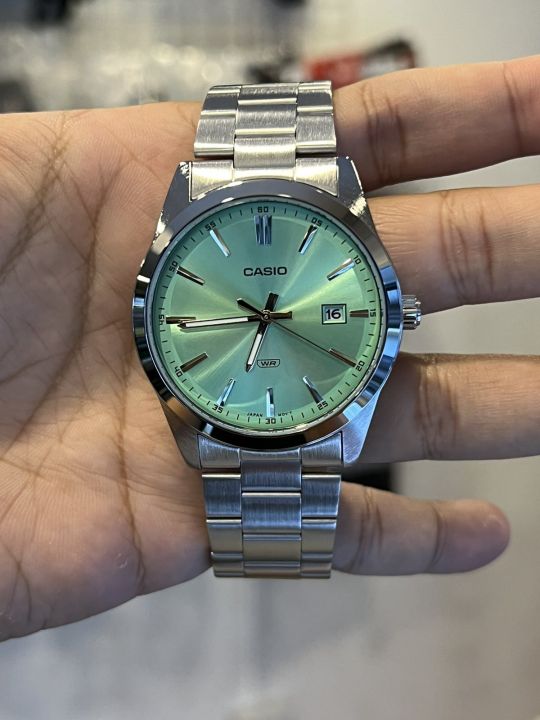 ORIGINAL CASIO Analog Turquoise Dial Stainless Steel Men's Watch MTP-VD03D-2A3 / CASIO MTP-VD03D ...