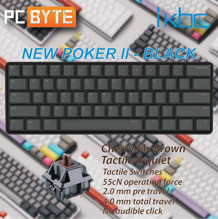 IKBC New Poker II Black PBT Keycap Mechanical Keyboard Cherry MX Brown ...