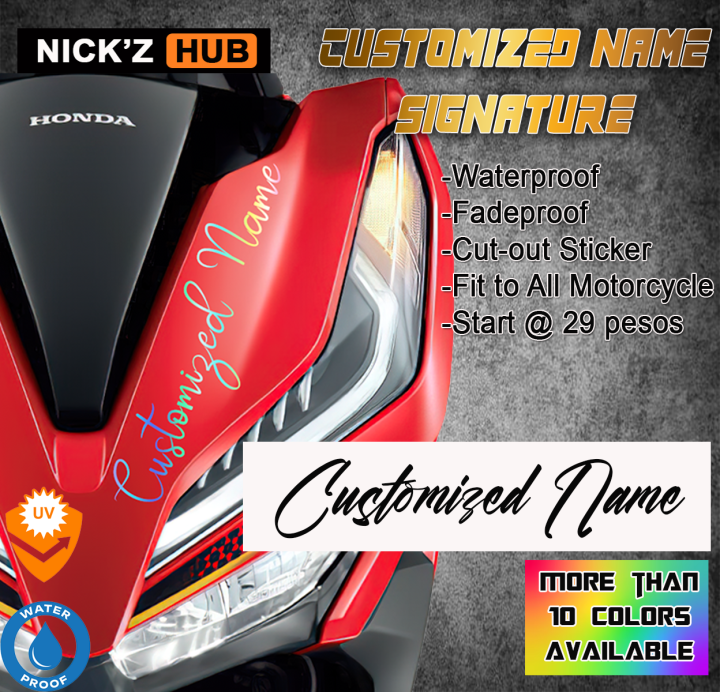 Customized Name Sticker Vinyl Decal for car, motor, pc, laptop ...