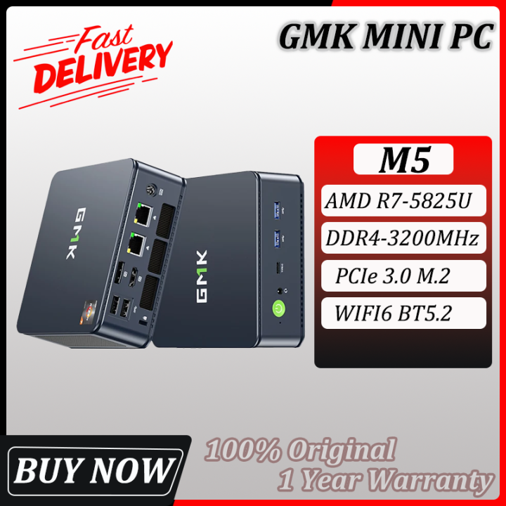 GMK M5 Plus MINI PC AMD R7-5825U Max 4.5GHz DDR4 3200MHz PCIe 3.0 M.2 SSD Windows 11 Pro WIFI6 ...
