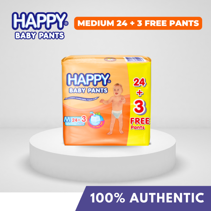 HAPPY Baby Pants Diapers Medium 24 + 3 pieces | Lazada PH