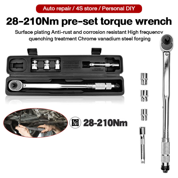 Torque Wrench Hand Tool Adjustable 1/2" Drive Click Type 28-210 N.m ...