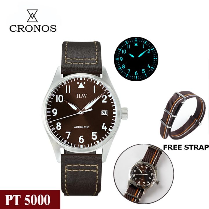 Cronos L6012 Pilot Mechanical Men Watch 39mm Stainless steel Simple ...