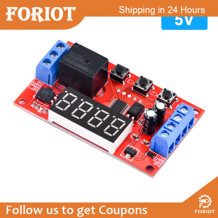 Foriot Time Delay Relay DC 5V 12V 24V Timer Module Trigger Cycle Delay Timing Circuit Switch ...