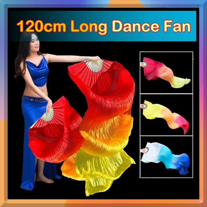 120CM Dance Fan | Multicolor Long Belly Dance Veil | Bamboo Hand Fan ...