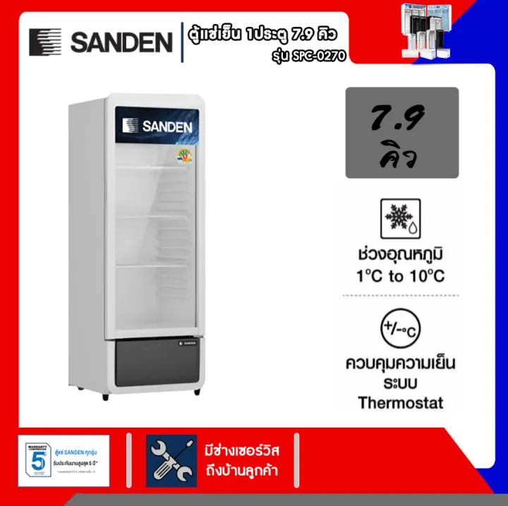 SANDEN ตู้แช่เย็น 1 ประตูขนาด 7.9 คิว รุ่น SPC-0270 | Lazada.co.th