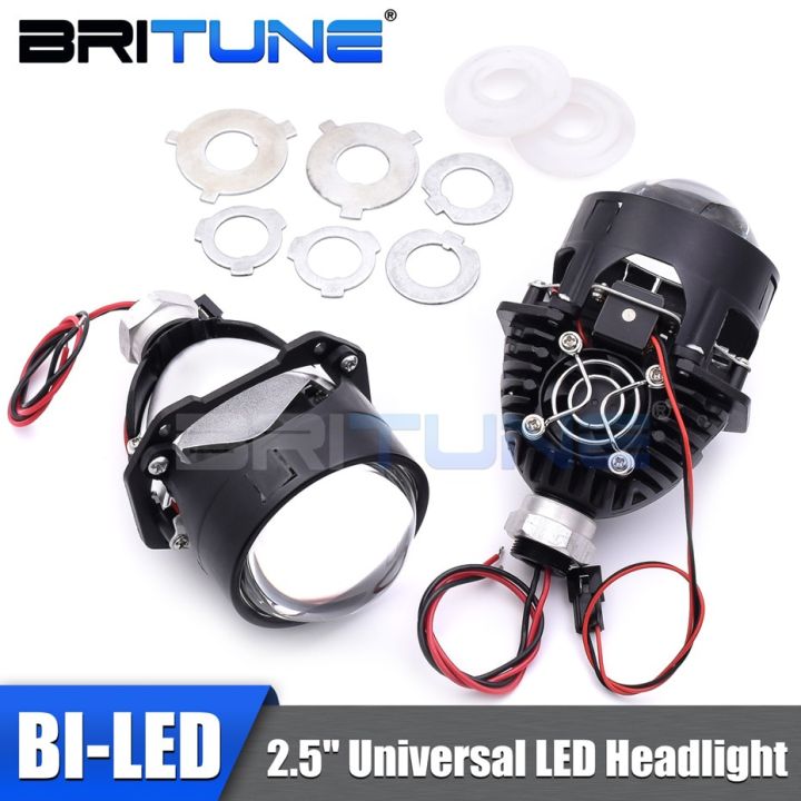 40W 2.5 inch Bi led Projector Headlight For Car H4 LED Angel Eyes Halo ...