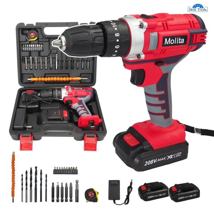 MOLITA สว่านไร้สาย 208V 3 ระบบ สว่านกระแทก แบตเตอรี่ 2 ก้อน รองรับงาน ...