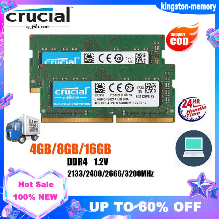 【COD】Original Crucial Notebook RAM DDR4 4/8/16GB Laptop Game Memory 2133 2400 2666 3200MHZ PC4 ...
