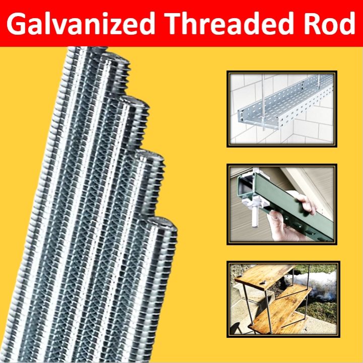 ZKZ 1 Meter 8-10mm Galvanized Steel Threaded Rod Fully Threaded Rod ...