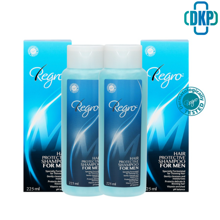 ( แพคคู่ 2 ขวด )Regro Hair Protective Shampoo for Men สำหรับผู้ชาย รีโกร แชมพู 225 ml.[DKP ...