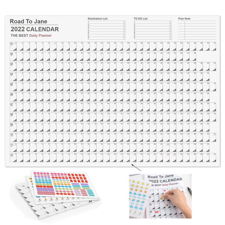 2022 Annual Yearly Schedule Plan Calendar 365 Days Planner 2022 Wall ...