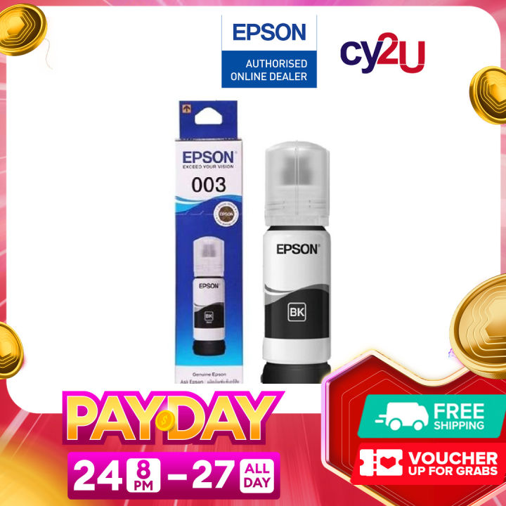 Epson 003 (C13T00V100) 65ml for L3100 3110 3150 Black Ink Bottle Expire ...