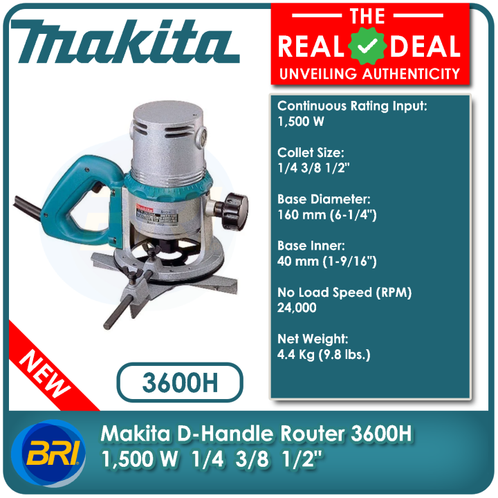Makita 3600H D- Handle Router 1,500 Watts 1/4 3/8 1/2" | Lazada PH
