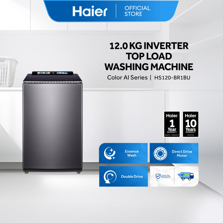 Haier HS120-BR1BU 12.0 Kg Color AI Fully Automatic Inverter Top Load ...