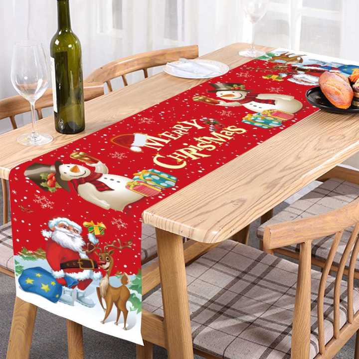Merry Christmas Table Runner Santa Claus Table Runners | Lazada PH