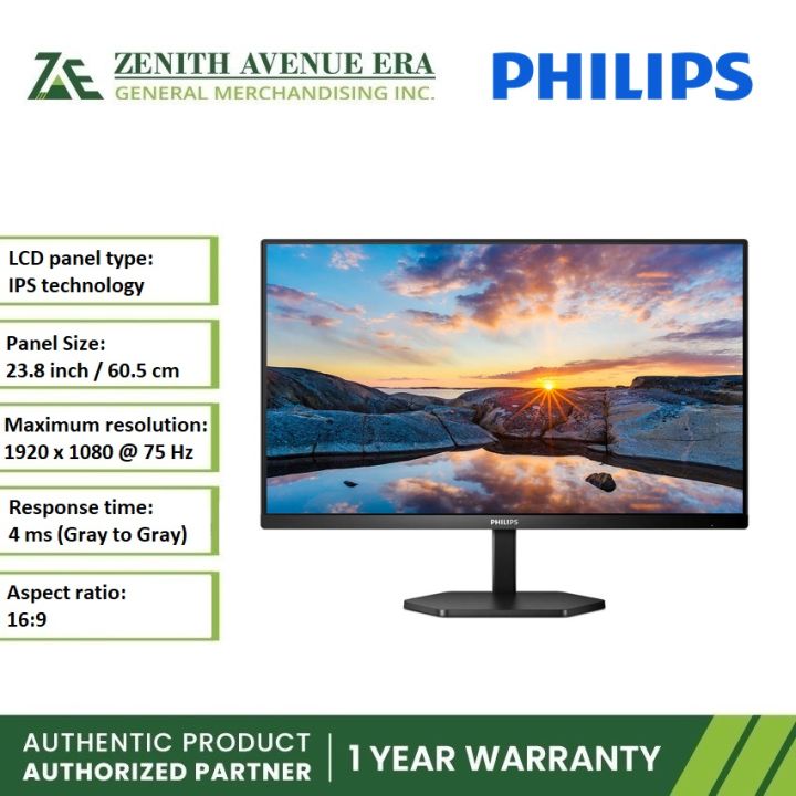 Philips 24E1N3300A/71 23.8” IPS 75Hz 1Ms FHD USB-C Monitor Full HD USB ...