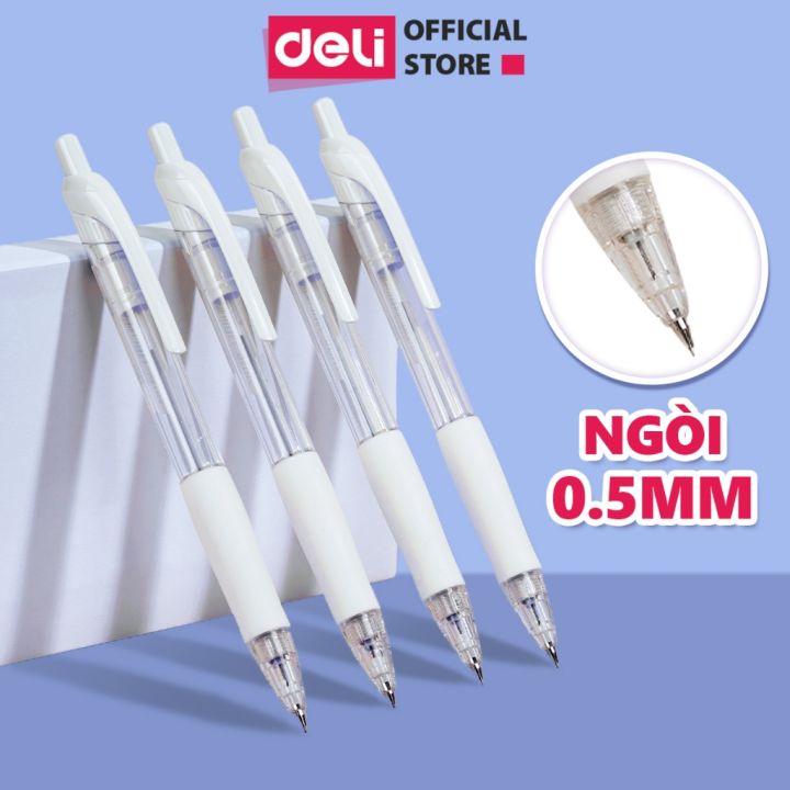 Bút chì kim bấm Deli ngòi 0.5mm màu trắng dễ thương cao cấp cải tiến có ...