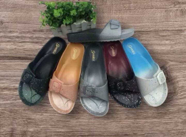code #539-3 women slipper two color definition with plastic buckles add ...