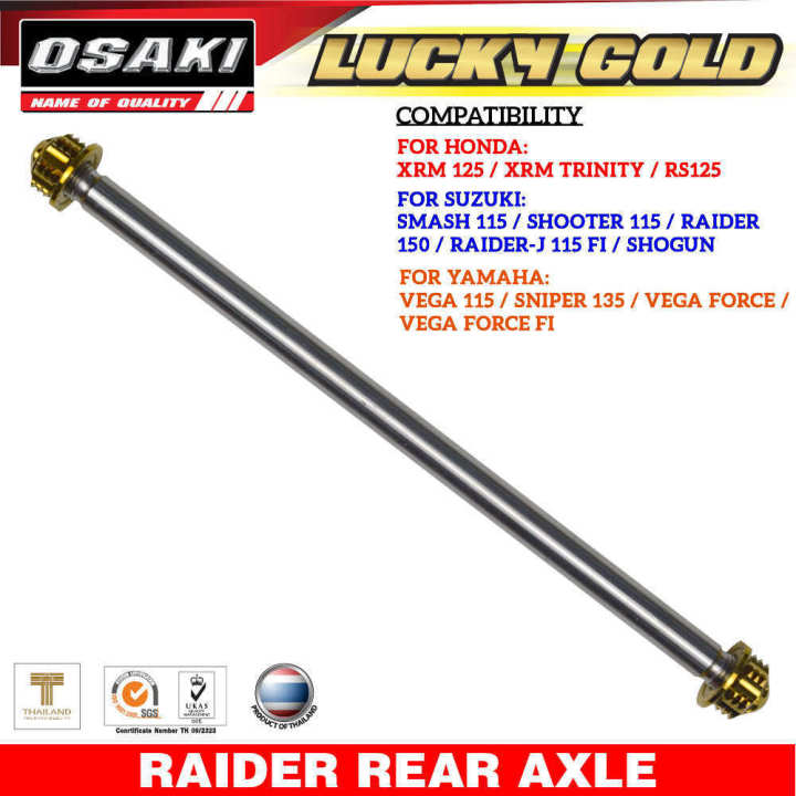 RAIDER / XRM / RS150 / WAVE Rear Axle Osaki Luck Gold (Made in Thailand ...