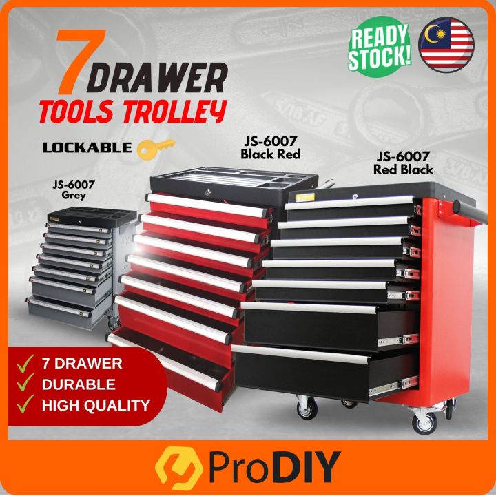 7 Drawer Tool Trolley JS-6007 Lockable Metal Tools Set Drawer Tool ...