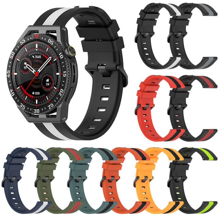 [Cline] 20mm 22mm Soft Silicone Two-Tone Strap For Huawei Watch GT2 PRO ...