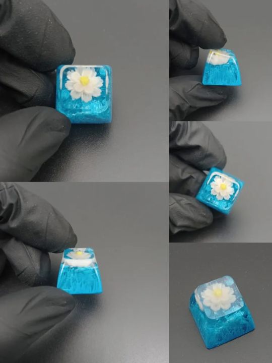 Handmade Nature Flower Keycaps Artisan Resin 2 Keyboard Diy For Gamer ...