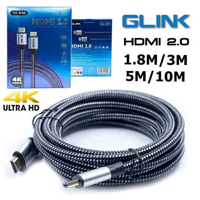GLINK สาย HDMI 3D 4K เวอร์ชั่น 2.0 อย่างดี ขนาด 1.8M 3M 5M 10M 15M 20M เมตร รุ่น GL-201 | Lazada ...