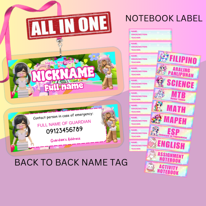 Subject Label Name Stickers and Laminated Name Tag with Free Lanyard ...
