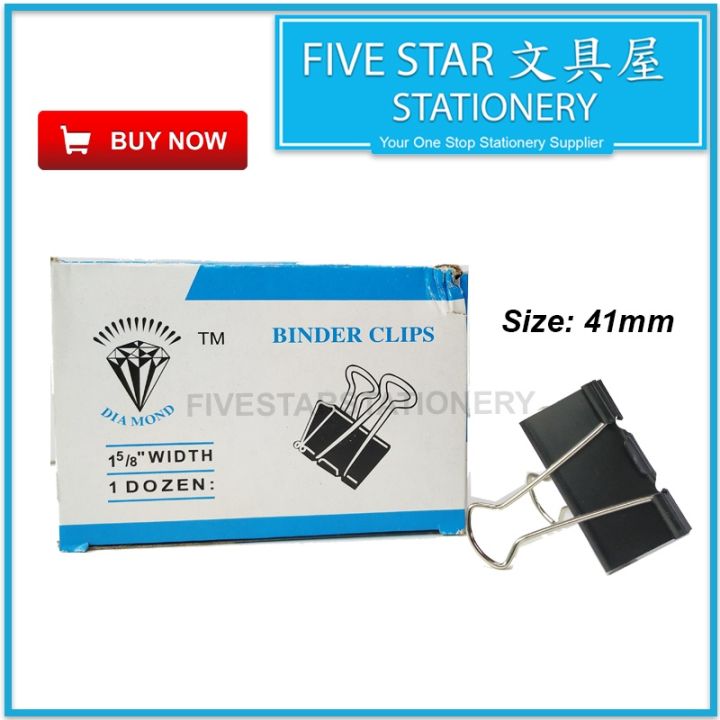 fivestar2u Double Binder Clip 41mm (12pcs/box) double clip paper clip ...