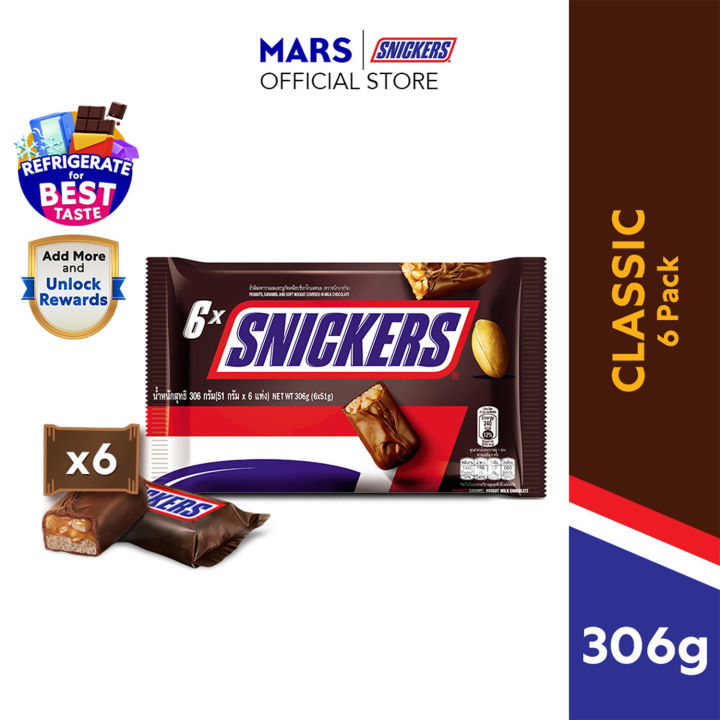 SNICKERS® Classic Chocolate Bar 6 Pack 306g | Imported Chocolates ...