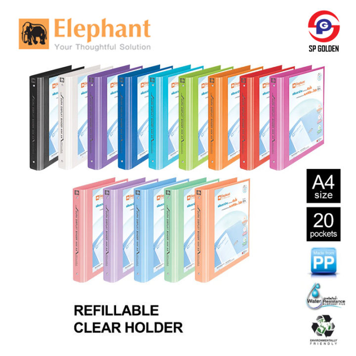 Elephant PP Dura Clear Folder A4 3D Ring File 444 Refillable Clear ...