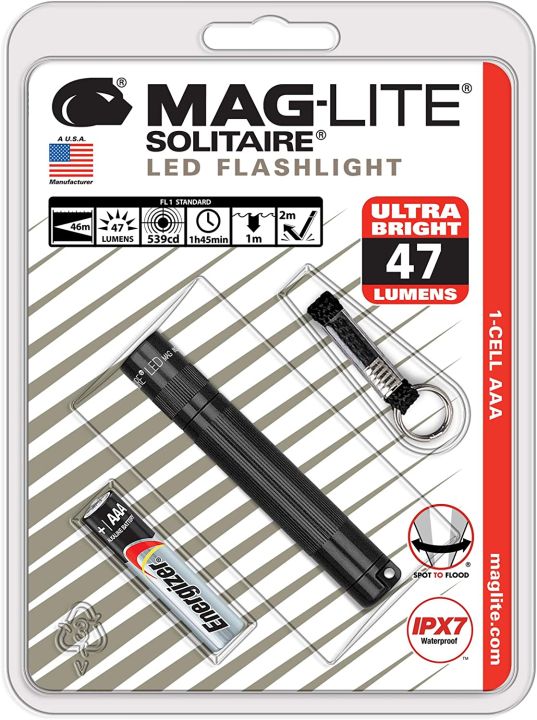 Maglite Solitaire LED Flashlight 1-Cell AAA, Black BATTERY INCLUDED ...
