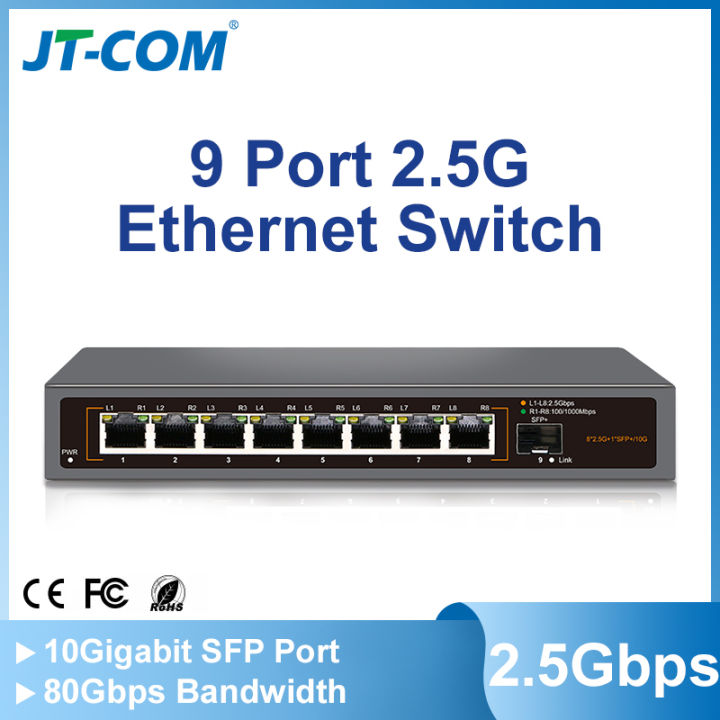 JT-COM 2.5G Ethernet Switch 8 Port 2.5GBASE-T Network Switcher RJ45 ...