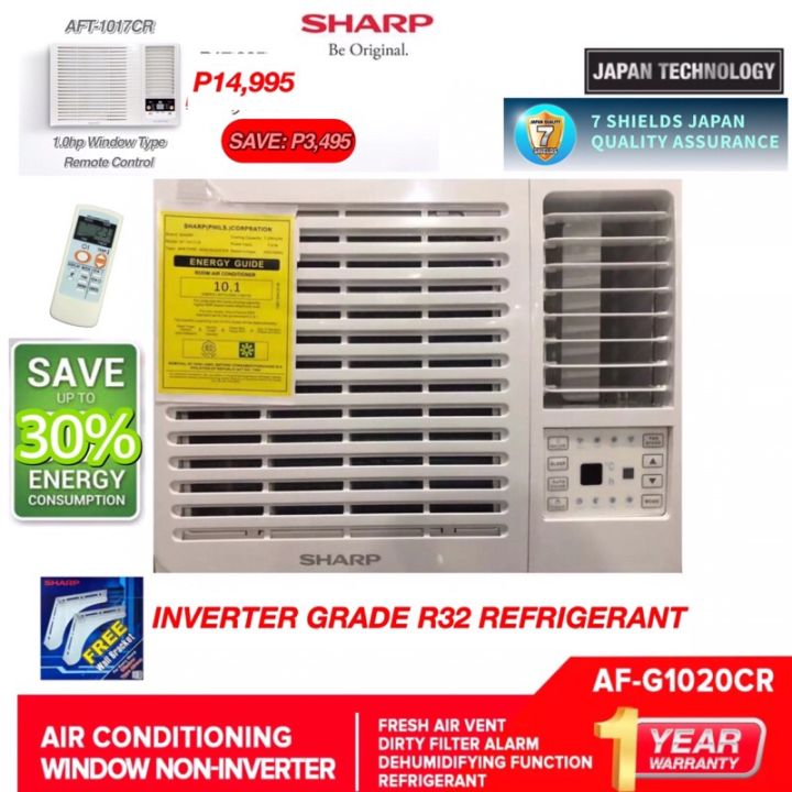Sharp window type aircon 1.0hp inverter grade refrigerantR32 remote ...