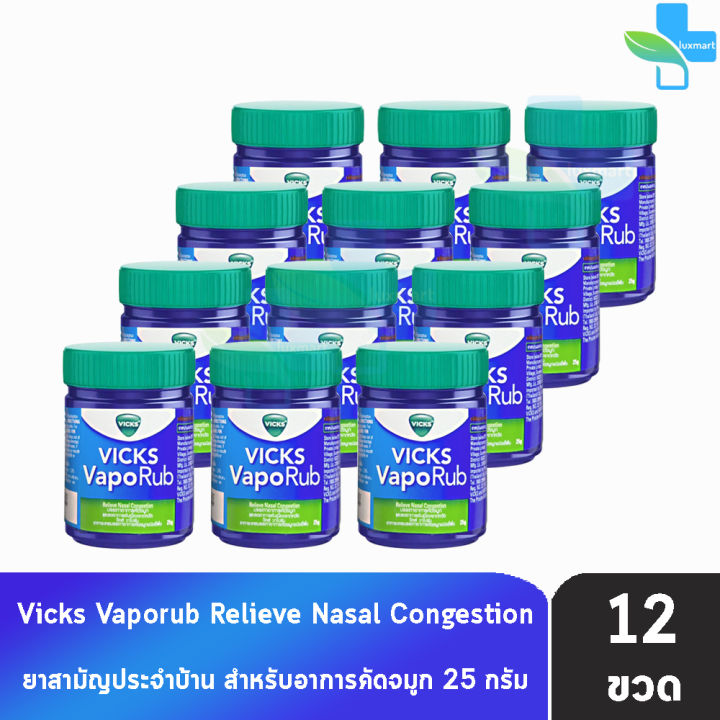 Vicks Vaporub วิคส์ วาโปรับ ยาทาระเหยบรรเทาอาการหวัด คัดจมูก 25 กรัม ...