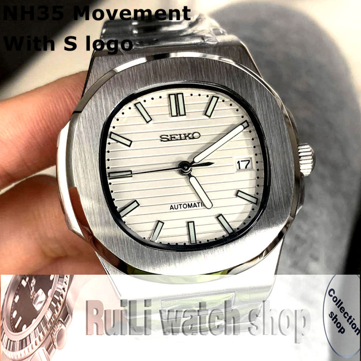 Men's Automatic Mechanical Watch Nautilus Style Stainless Steel Case ...