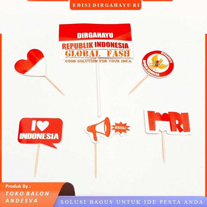 Topper cake HUT RI / dirgahayu ri / Topper Cup Cake / Cake Topper ...