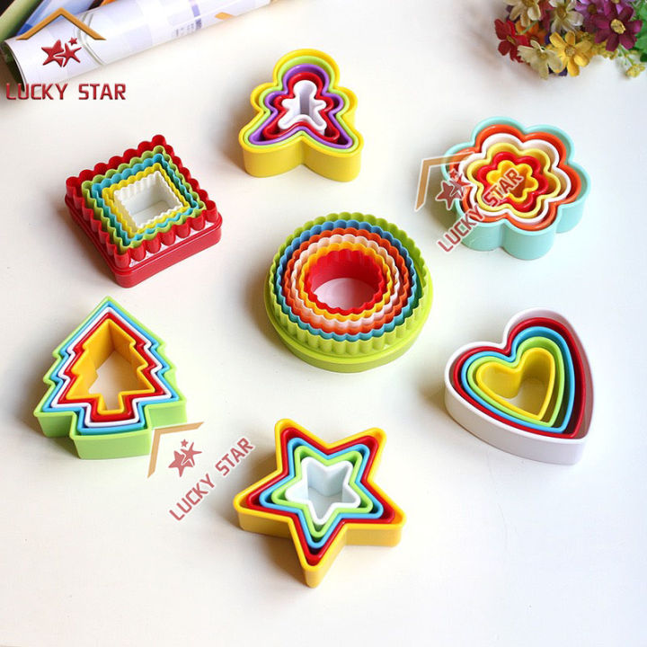 Plastic Cookie Cutter 5in1 Cake & Cookie Mold Cutter Baking Tools LUCKY ...
