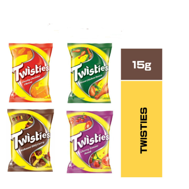 15G TWISTIES BBQ CURRY/CHEDDAR CHEESE/CHICKEN/TOMATO 10 PACKS / 30 ...