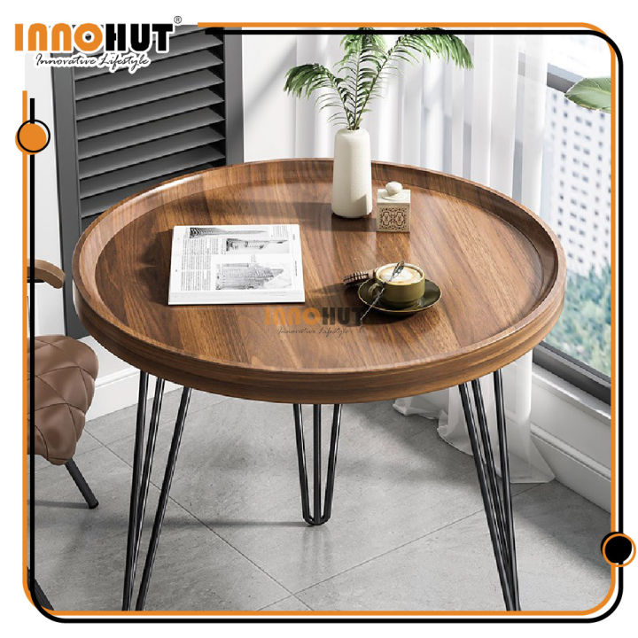 Innohut Minimalist Wooden Coffee Table Meja Bulat Modern Coffee Table ...