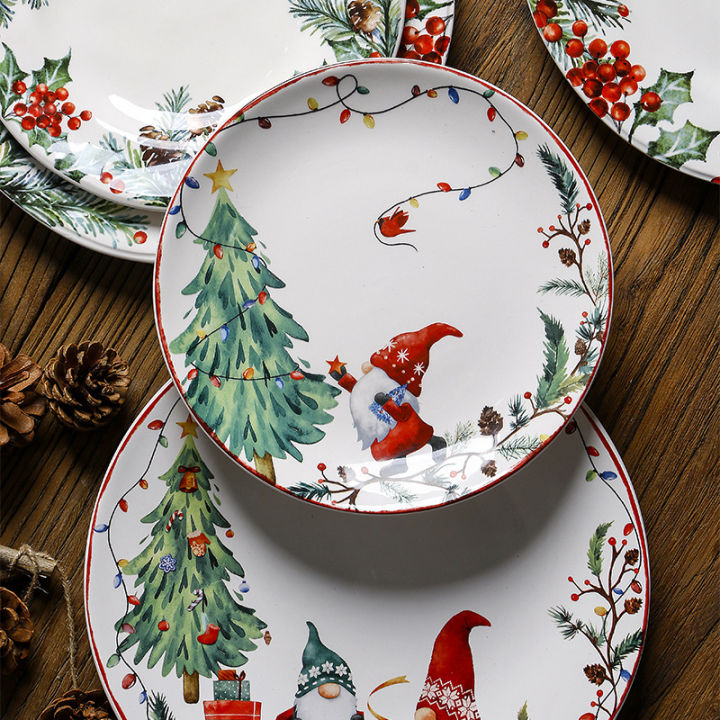 OMK 2pcs set Christmas series Ceramic Dinner Plates 8.5 inch and 11 ...